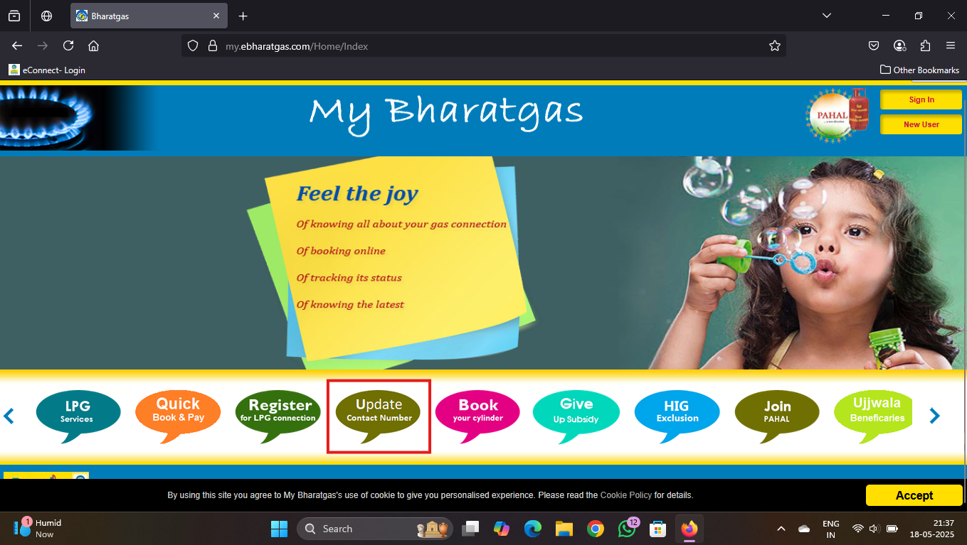 Update mobile number in Bharat Gas Hello BPCL App